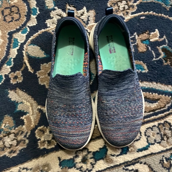 Skechers | Shoes | Skechers Multi Colored Blue Slip On Sneakers | Poshmark